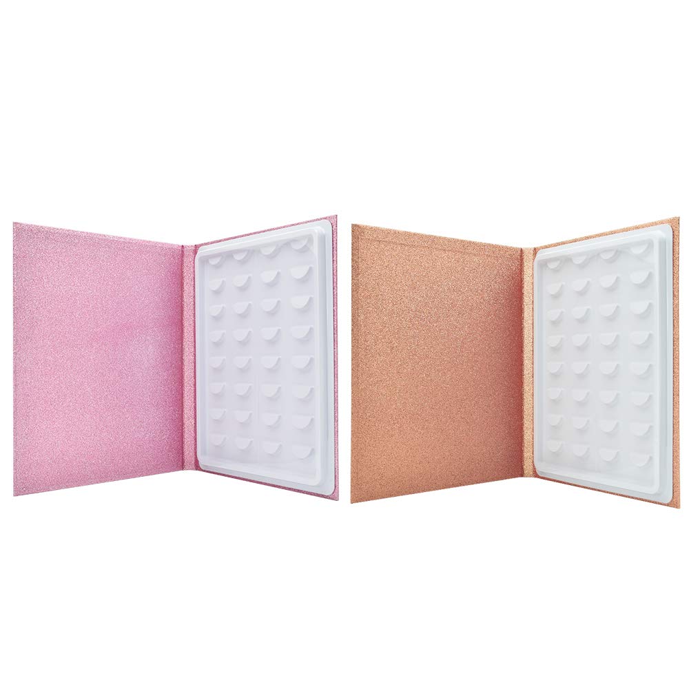 DKAF 16 Pairs Eyelash Storage Book with Tweezers, Makeup Display Sample Container Fake eyelashes Catalog, Glitter Cover Eyelash Storage container-Purple