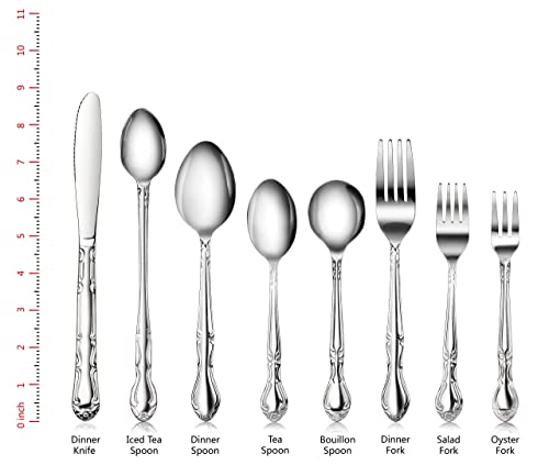 New Star Foodservice 58727 Rose Pattern, 18/0 Stainless Steel, Teaspoon, 6.2-Inch, Set of 12