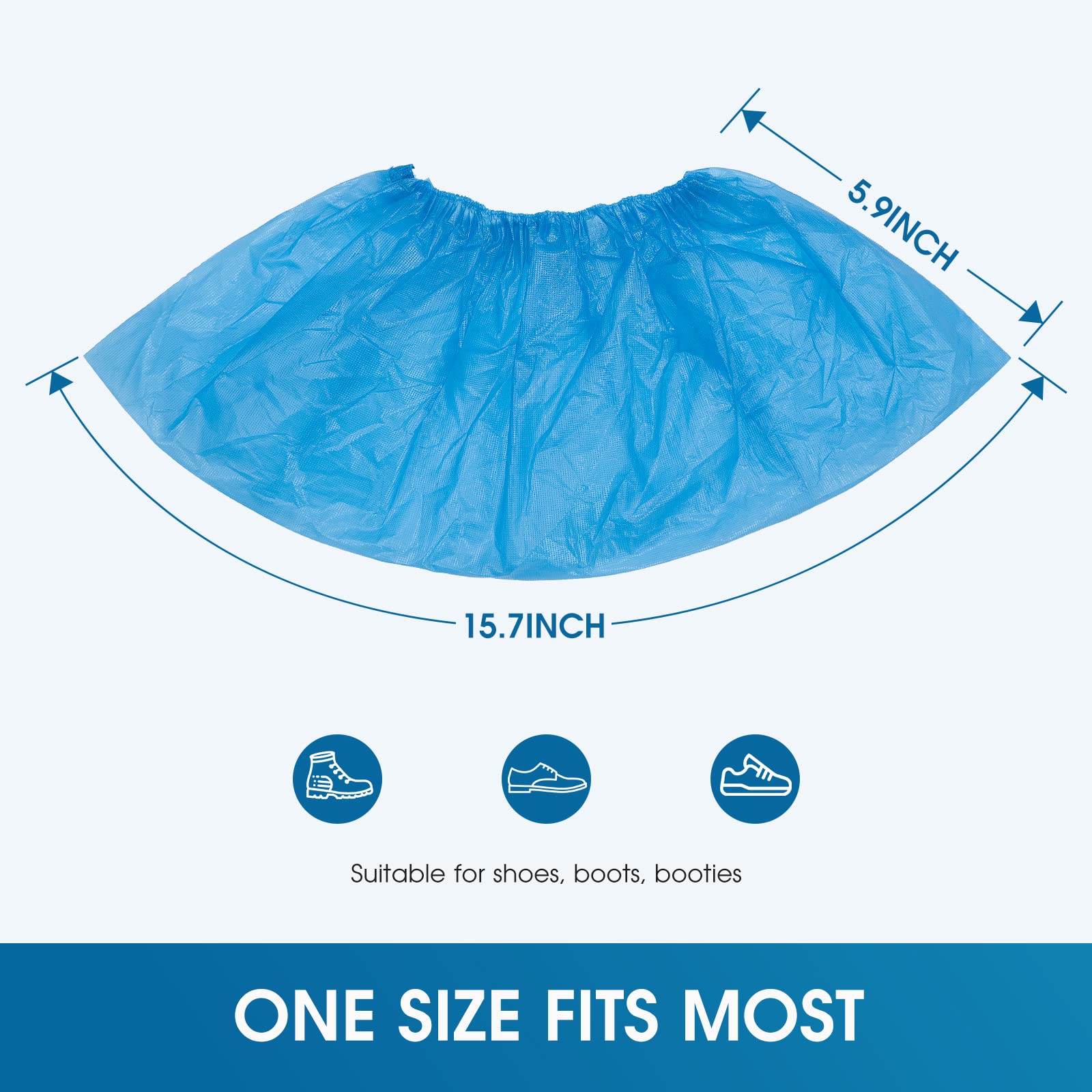 Disposable Shoe Covers Disposable Waterproof Slip Resistant Shoe Covers 100 Packs(50 Pairs) Fits Up to Size 11 US Men and 13 US Women, Blue