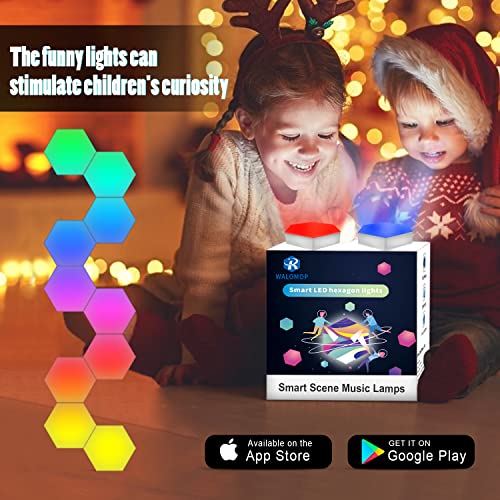 RWALOMOP LED Exit Sign with Emergency Lights, Two LED Adjustable Head Emergency Exit Lights, Hexagon Led Light for Bedroom/Gaming Room RGB Decor,led Wall Decor/Lighting Hexagon