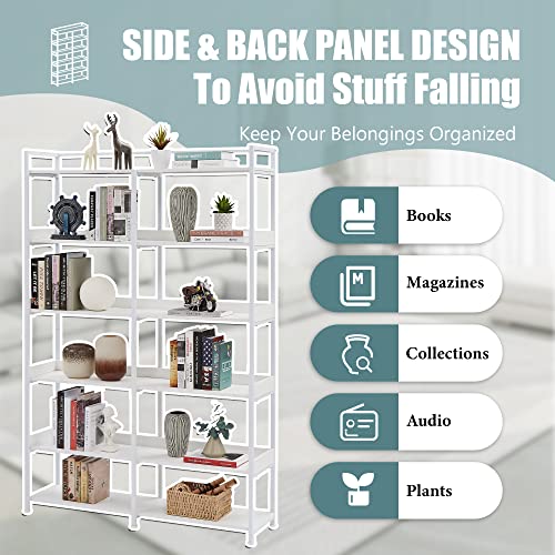 Merax 6-Tier Tall Bookshelf Bookcase, Freestanding Open Large Vintage Industrial Storage and Display Shelves for Home Office