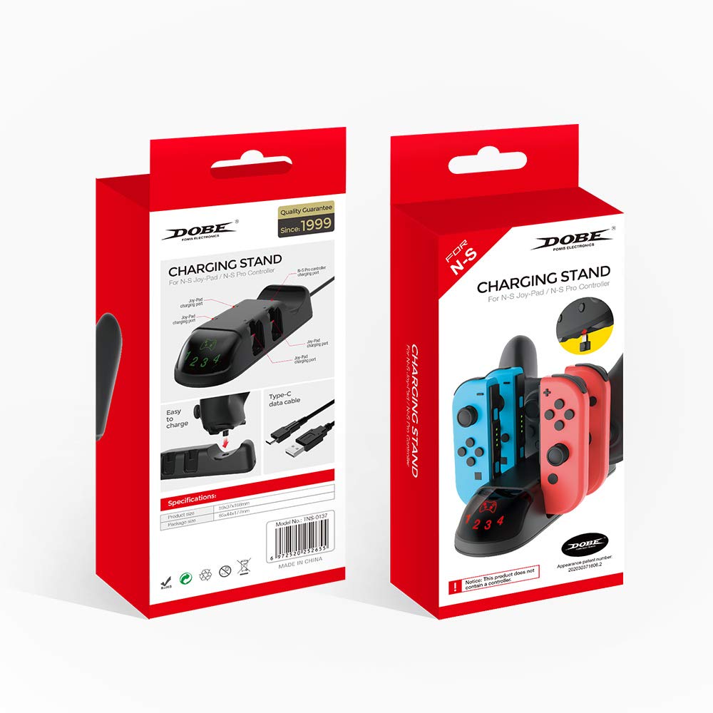 ECHZOVE Charger Station for Switch, Charging Dock Compatible with Switch Joy-con and Pro Controller with Charging Indicator and Type C Charging Cable