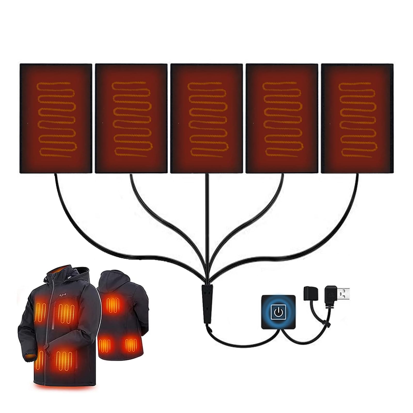 Electric Heating Pad, DDSKY 3 Gear Temp USB Clothes Heating Pad Carbon Fiber Heated Clothes Pad Thermal Cloth Vest Heated Jackie