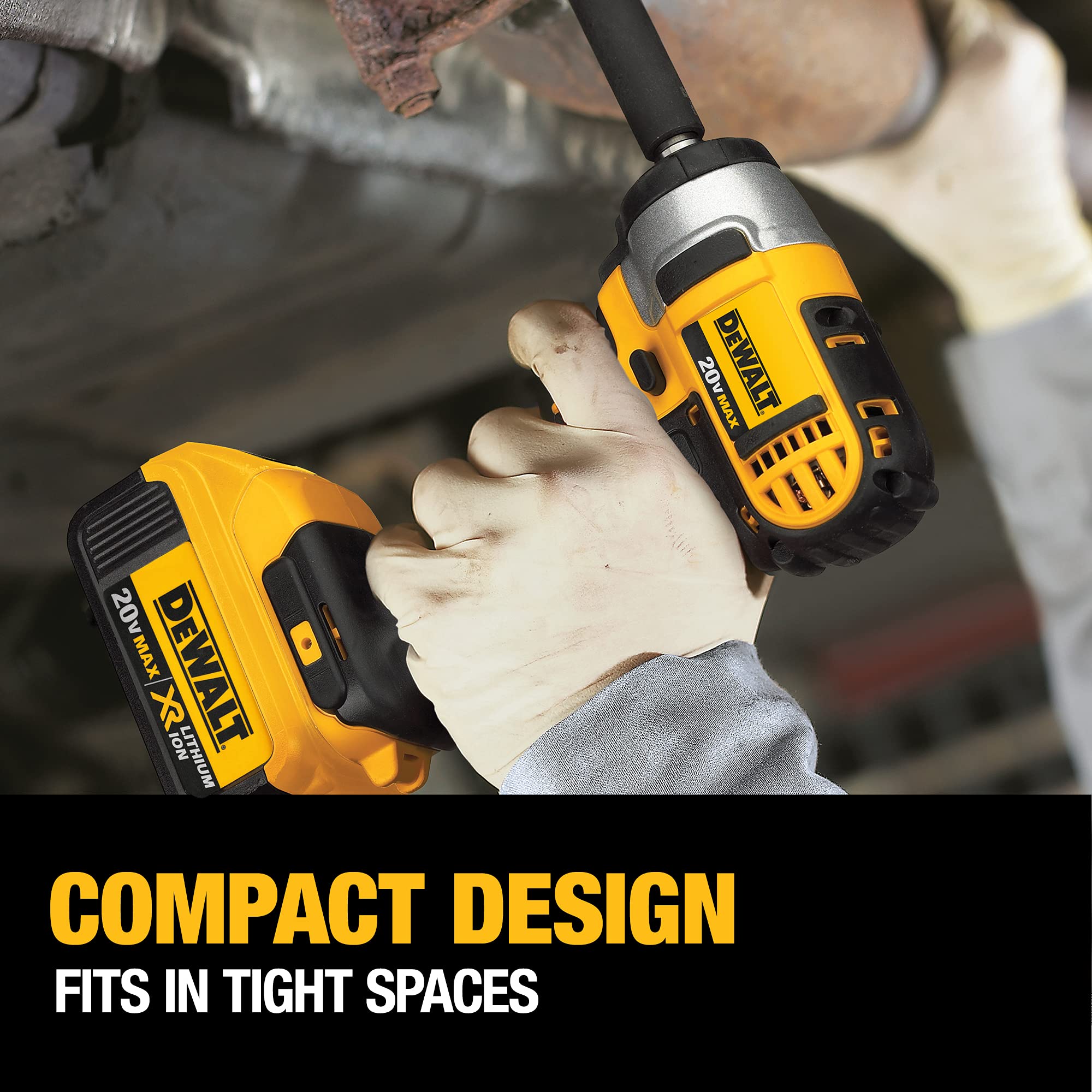 DEWALT DCF880M2 20-volt MAX Lithium Ion 1/2-Inch Impact Wrench Kit with Detent Pin, Yellow
