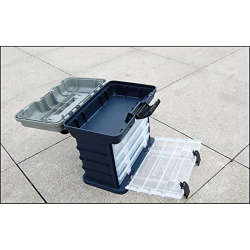 GPPZM 1 Pcs 26 * 16 * 26cm 4 Layer PP+ABS Fishing Tackle Box Plastic Handle Fishing Box Fishing Tools Storage Box