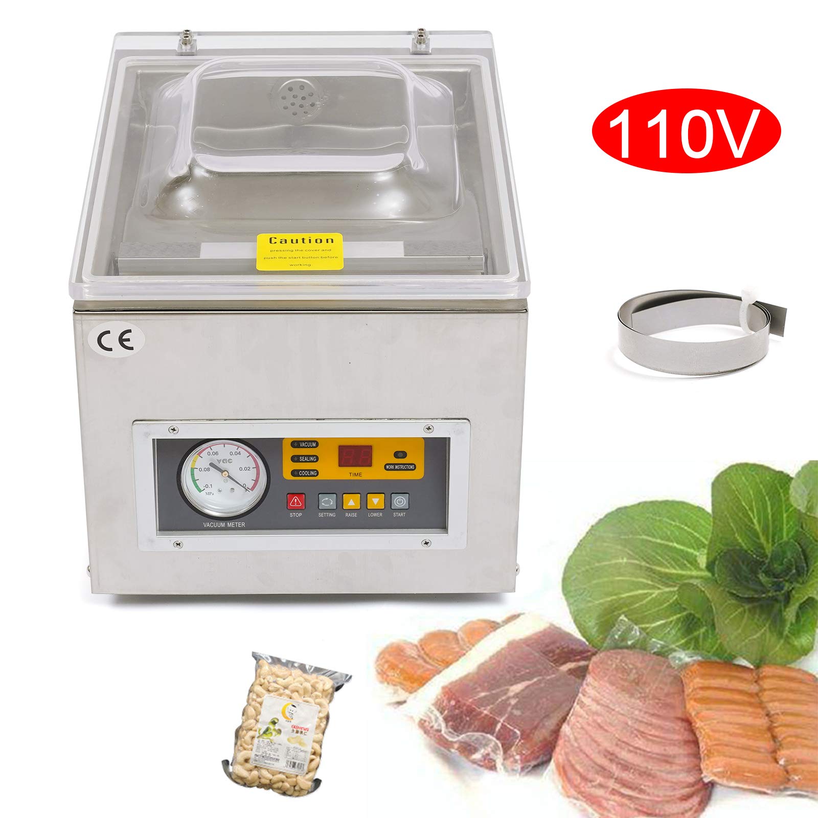 Digital Vacuum Packing Sealing Machine Sealer Commercial Desktop Sealer Chamber Packaging Industrial Chamber Kitchen Food 120W 110V