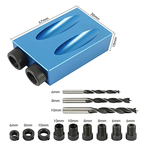 esidianzi 15pcs 15 Degree Pocket Hole Screw Jig Dowel Drill Joinery Kit Woodworking Oblique Guides Set Positioner Locator Tool for Carpenters Screw Drill(14 piece set)