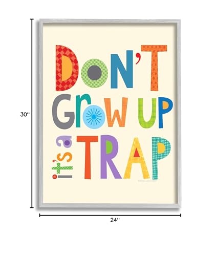 Stupell Industries Don't Grow Up It's a Trap, Design by Ellen Crimi-Trent Gray Framed Wall Art, 24 x 30, Multi-Color