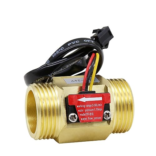 GREDIA G1" Male Thread Brass Water Flow Sensor Switch Hall Effect Liquid Flowmeter Fluidmeter Counter BSP 2-50L/Min(58mm in Total Length)