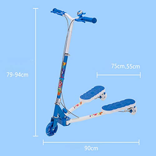 DSHUJC Folding Kick Scooter, Kids 3 Wheel Scooter, Tri Push Swing Scooter, with PU LED Flashing Wheels and Music Footboard, for Ages 4-16 Kids