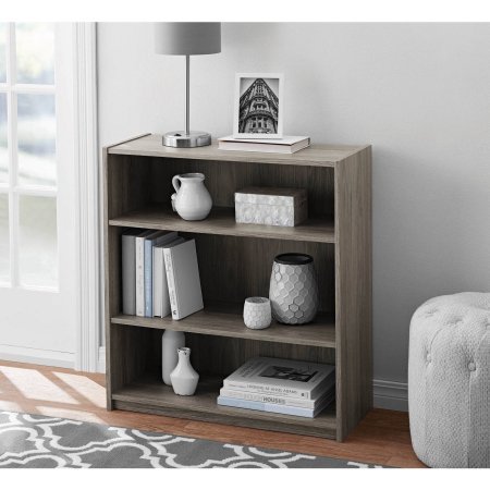 Easy to Assemble, Contemporary Style, Mainstays 3-Shelf Wood Bookcase in Rustic Oak, 2 pack