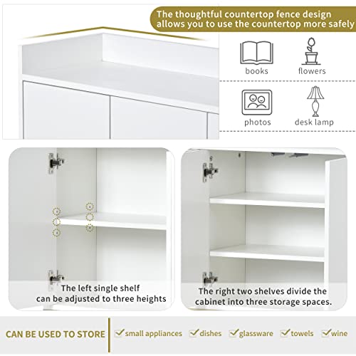Merax Modern Sideboard Elegant Buffet Cabinet with Large Storage Space for Dining Room, Entryway, White
