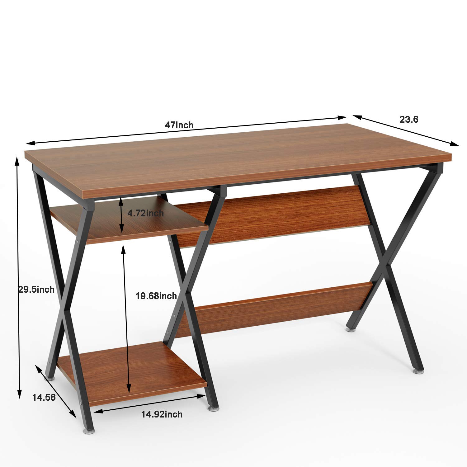 DEWEL Computer Desk 47 inch Writing Desk with Shelf Home Office Desk Study Table Gaming Desk Workstation for Small Space Storage