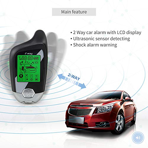 EASYGUARD EC203 2 Way car Alarm System with LCD Pager Display, ultrasonic Sensor & Shock Sensor DC12V