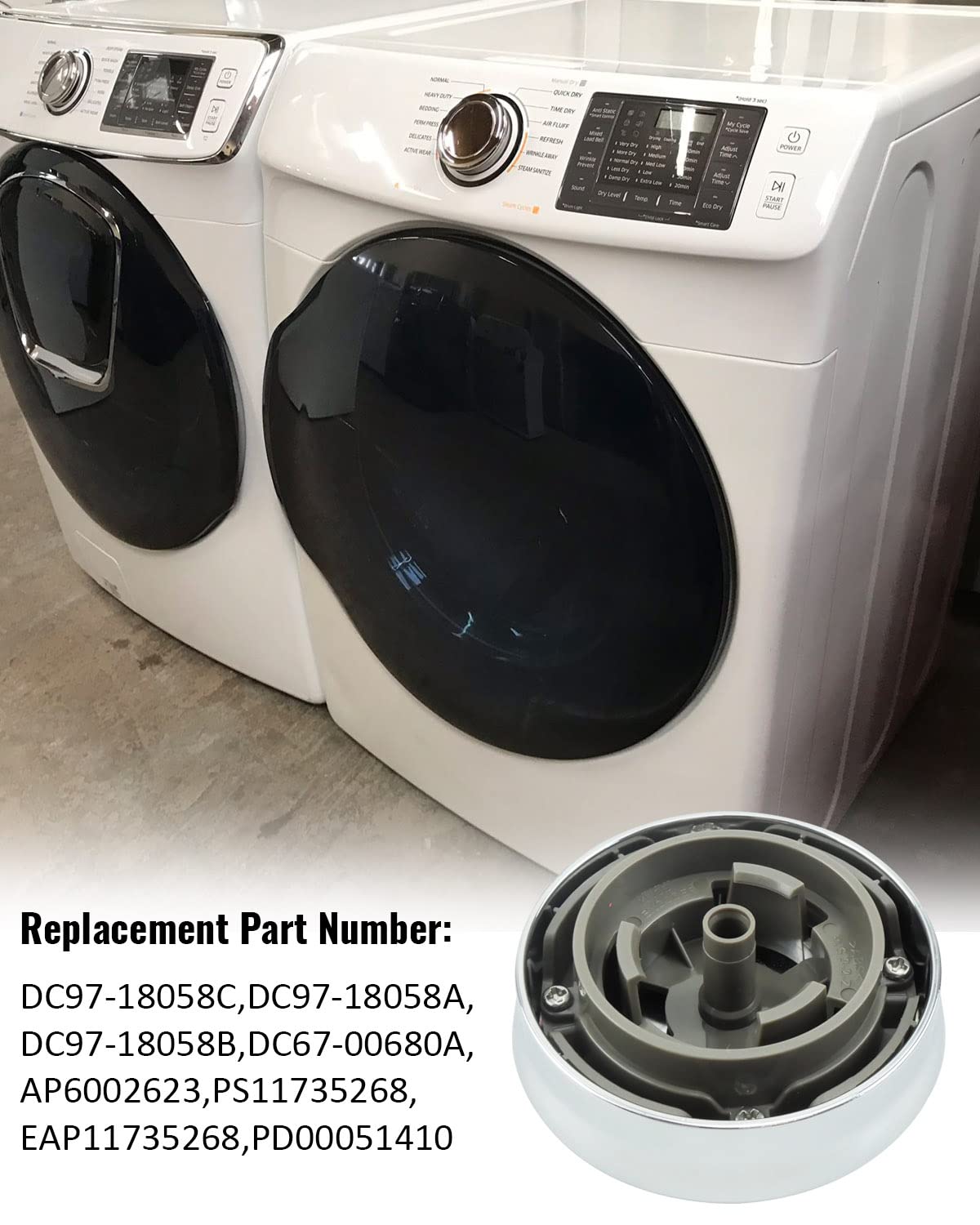 DC97-18058C Fit for Samsung Laundry Appliance Control Knob Replaces #AP6002623 DC67-00680A DC97-18058A DC97-18058B Washer Dryer Machine Knob