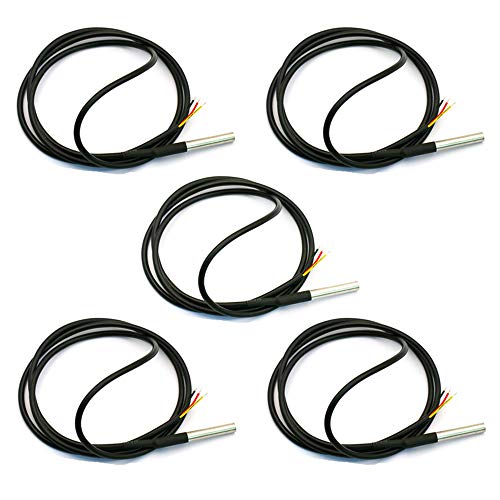 Dmyond Pack of 5pcs DS18B20 Temperature Sensor Waterproof Digital Thermal Probe Sensor 39.3inch (1M)