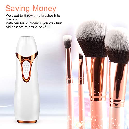 Electric Makeup Brush Cleaner and Dryer, Automatic Brush Cleaner with 8 Size Rubber Collars, Cleaning Brushes In Seconds, Skin Health Protector, Girlfriend Gift (White)