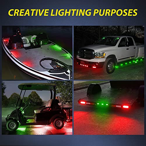 Nilight 10PCS 3.8β 6LED Red Green LED Indicator Light Truck Camper Side Marker Light Marine Boat Navigation Light Yacht Kayak Sailboat Trailer Bus RV Clearance Light 12V DC, 2 Years Warranty