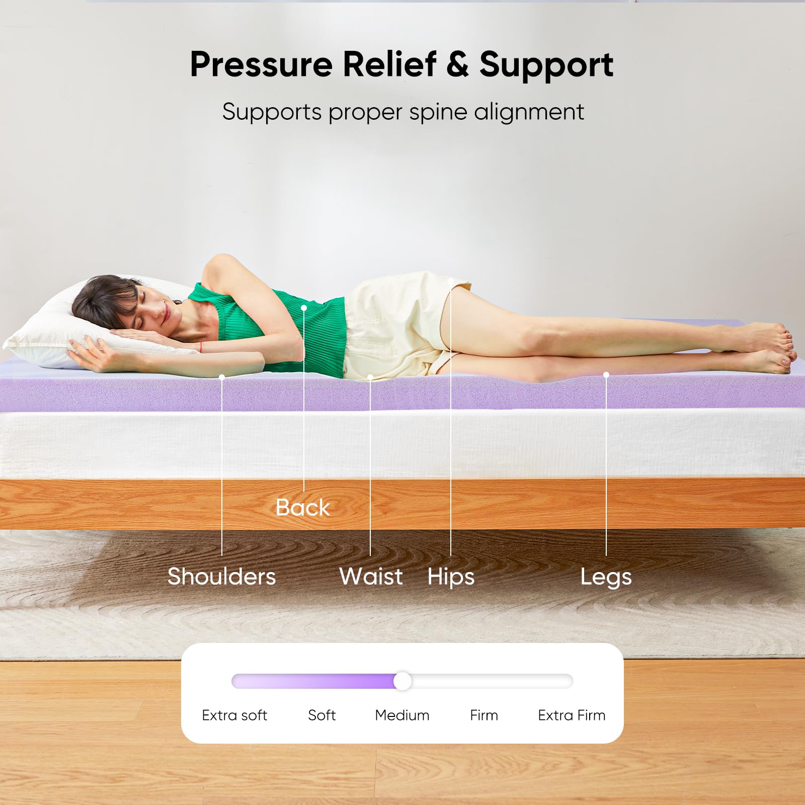 Marsail 2-inch Full Memory Foam Mattress Topper with Lavender Scent, Gel Infused Cooling Mattress Topper, Soft Mattress Topper for Sleeper Sofa, RV, Camper, CertiPUR-US Certified