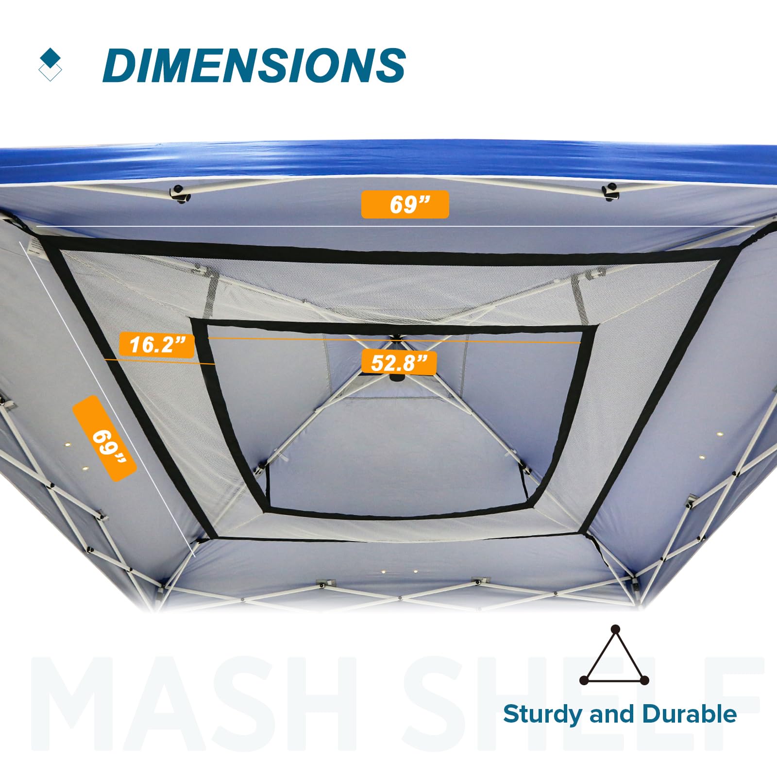 EAGLE PEAK 10x10 Pop up Canopy Tent Mesh Shelf, Universal Gear Loft Hanging Shelf, Fits for Most 10x10 Instant Canopies, Outdoor Canopy Shelf