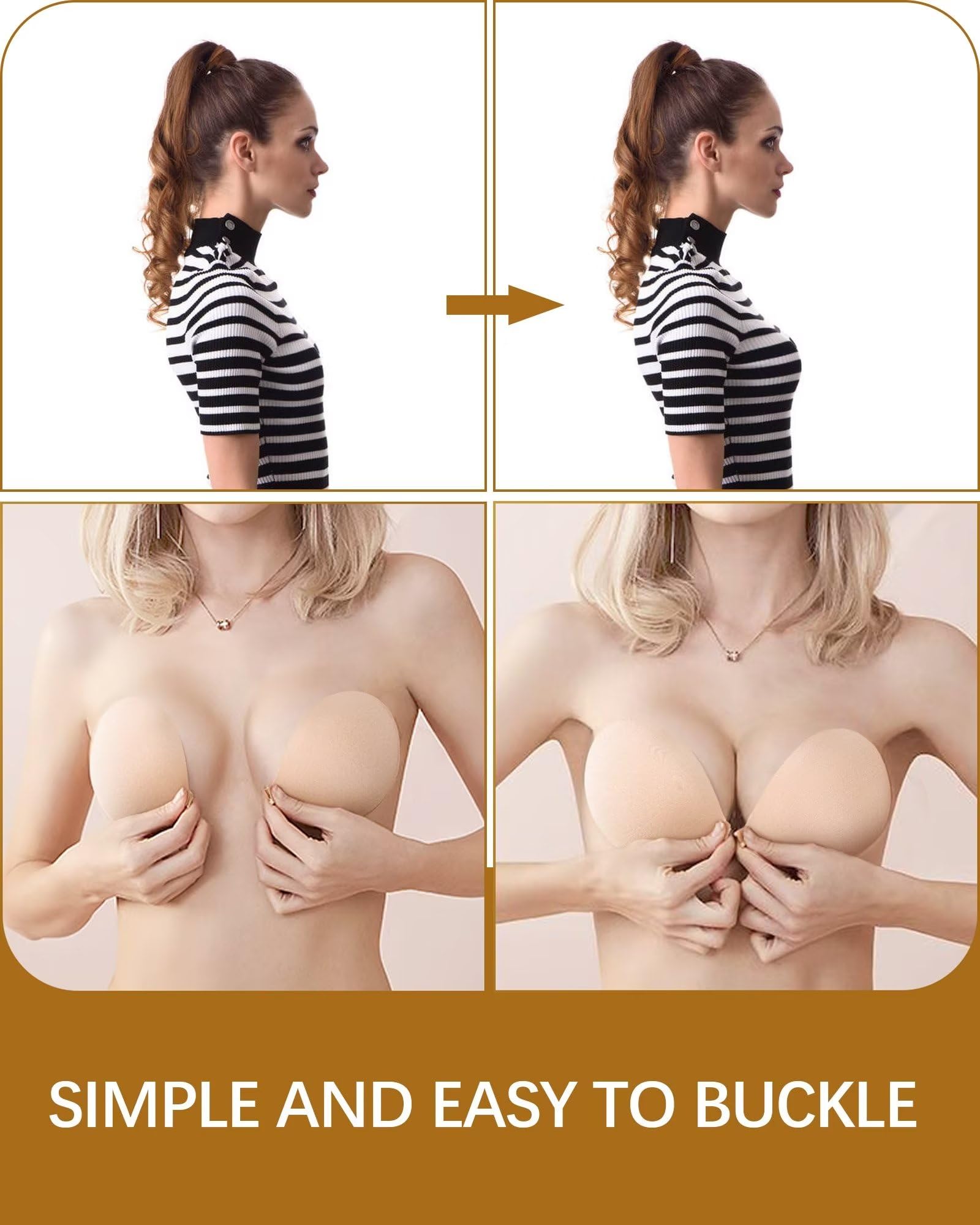 digitharbor Sticky Adhesive Bra Strapless Invisible Push up Silicone Bra for Backless Dress-1
