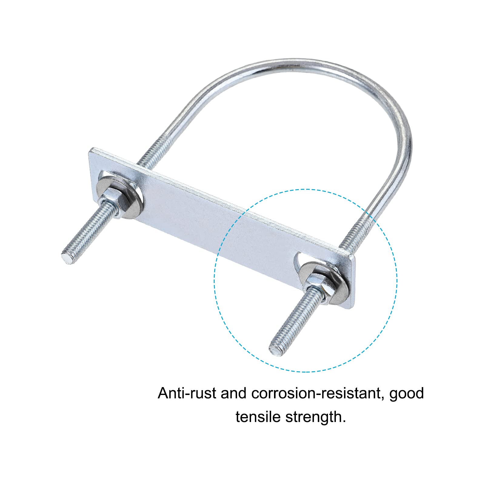 METALLIXITY U Bolts 4 Sets (M6x70x120mm), Round U Bolt Steel with Accessories - for Construction, Pipe