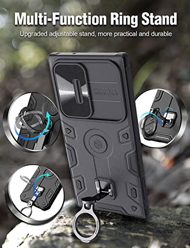 Nillkin for Samsung Galaxy S23 Ultra Case with Slide Camera Cover & Upgraded Kickstand, Mil-Grade Shockproof S23 Ultra Phone Case for Galaxy S23 Ultra Cases 6.8 Inch Black
