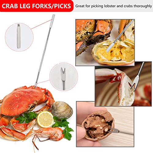 Seafood Tools Set Includes 2 Crab Crackers 2 Seafood Fork 2 Lobster Crackers 2 Seafood Scissors -Nutcracker Set(9 Piece )