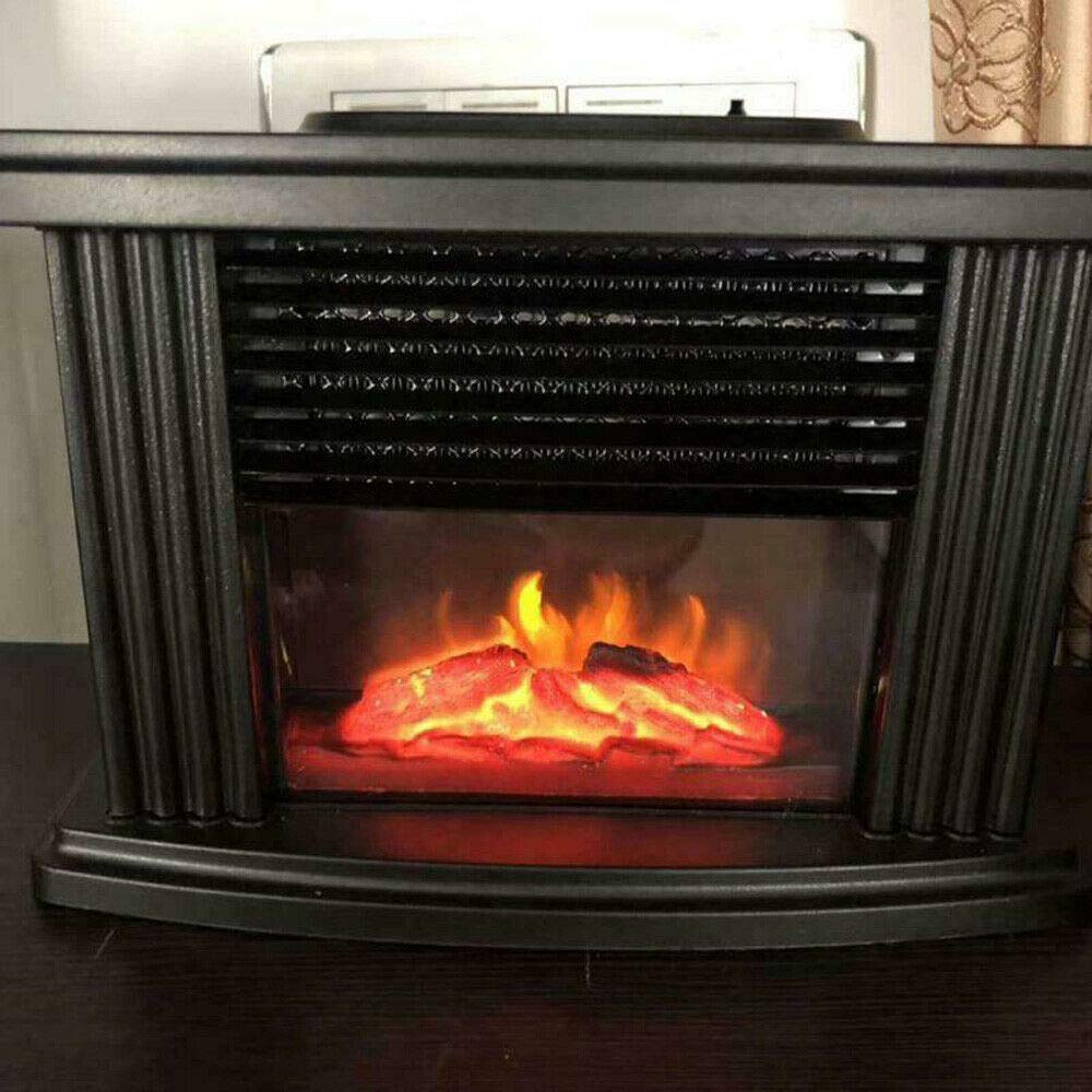 Futchoy Electric Fireplace Stove, Mini Personal Portable Freestanding Fireplace Heater, Realistic Flame Effects, Air Heating Space Warmer Fan Radiator, Overheating Safe Design, 1000W