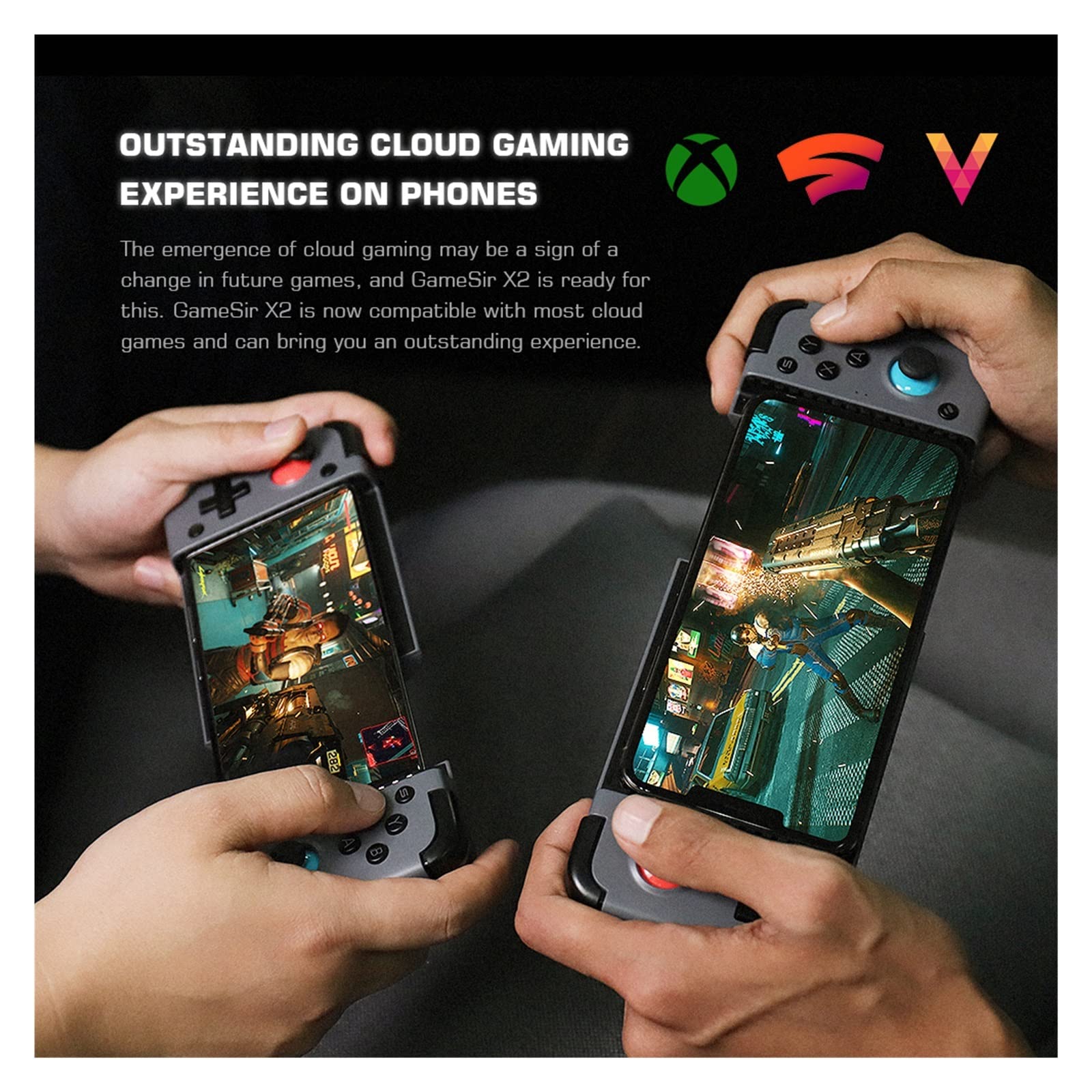 HEBBES GS X2 Gamepad Game Controller Joystick Compatible with Cellphone Cloud Gaming Xbox Game Pass, Stadia, GeForce Now, XCloud, Luna,Rainway (Color : Lightning Version)