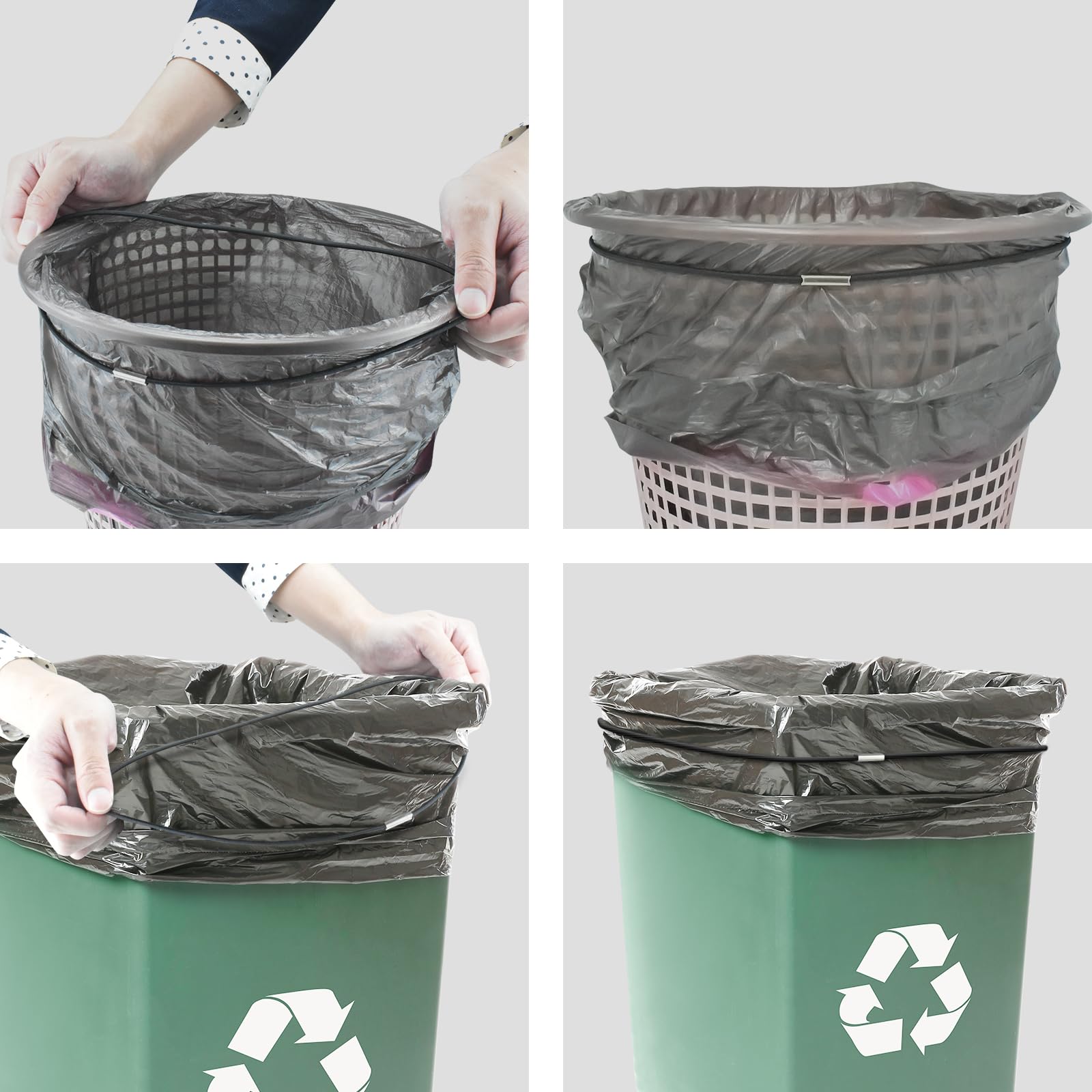 SDTC Tech Trash Can Bands, 3 PCS Elastic Rubber Bands, Fits 13 to 30 Gallon Garbage Can, Durable Trash Bag Bands Elastic Bands to Hold Trash Can Bags in Place (Black)