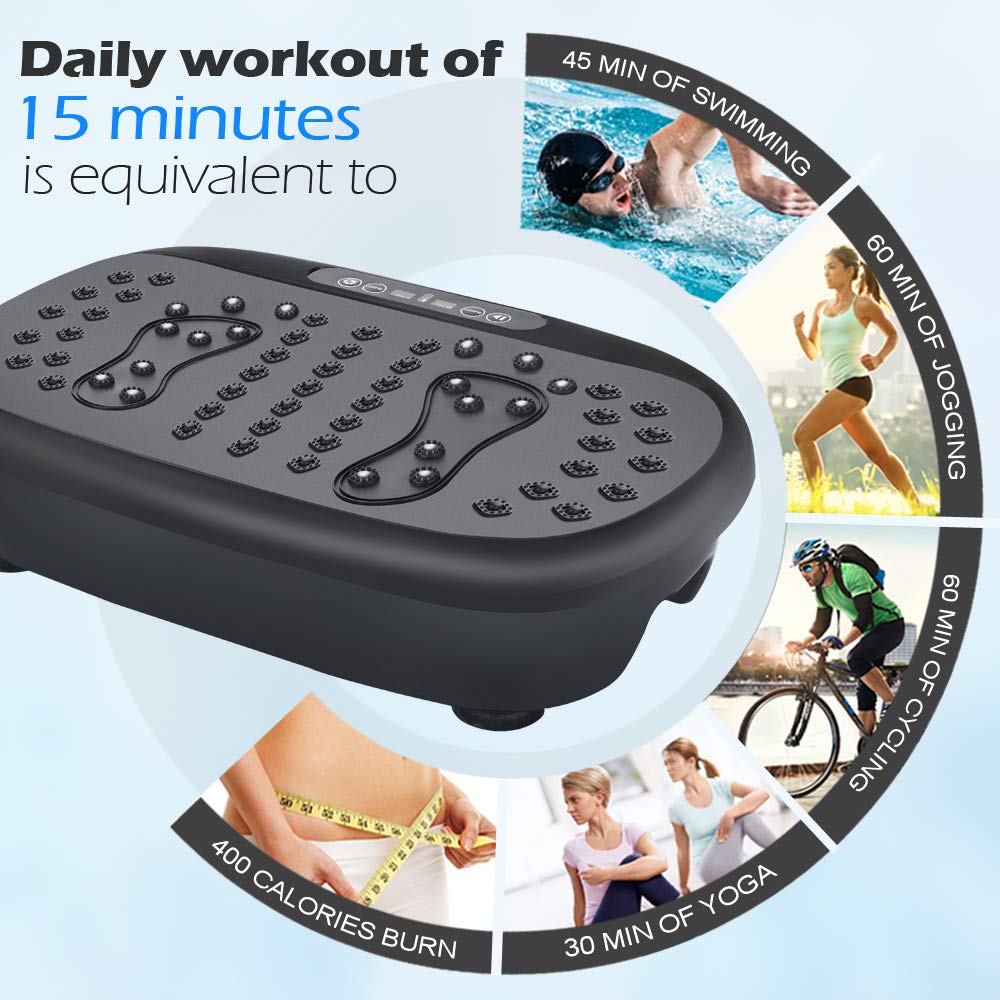 EILISON Atom Vibration Plate Exercise Machine - Full Body Vibration Fitness Platform Equipment for Home & Travel Workout, Weight Loss, Toning & Wellness - Max User Weight 250lbs