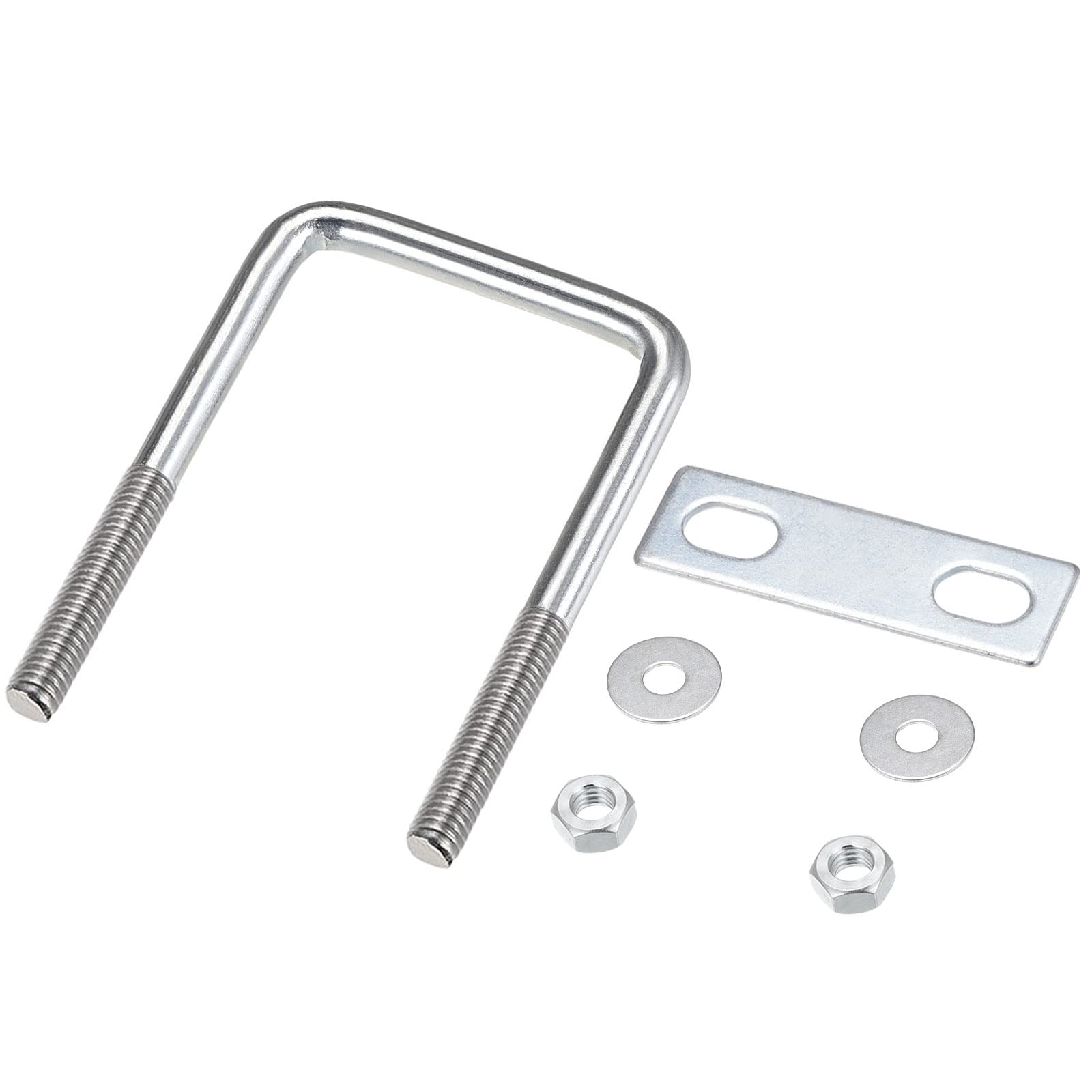METALLIXITY U Bolts 2 Sets (M8x50x100mm), Square U Bolt Carbon Steel with Accessories - for Construction, Pipe