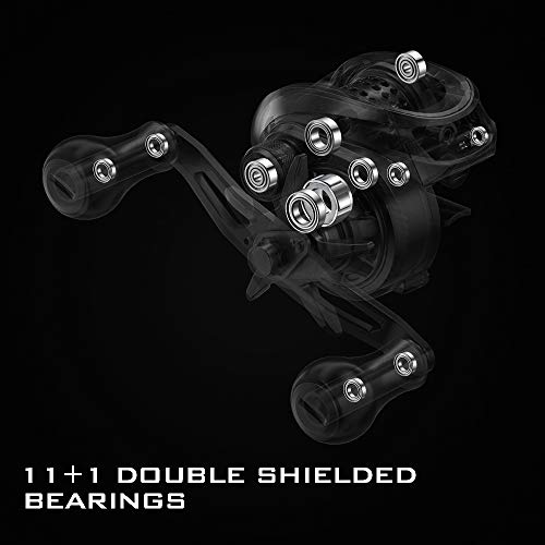 Piscifun Spark Pro Baitcasting Reel - Low Profile 6.6:1 Baitcaster Fishing Reel, Super Compact 16.5 LB Carbon Fiber Drag, 11 + 1 Shielded Ball Bearings Magnetic Brake System(Right Handed)