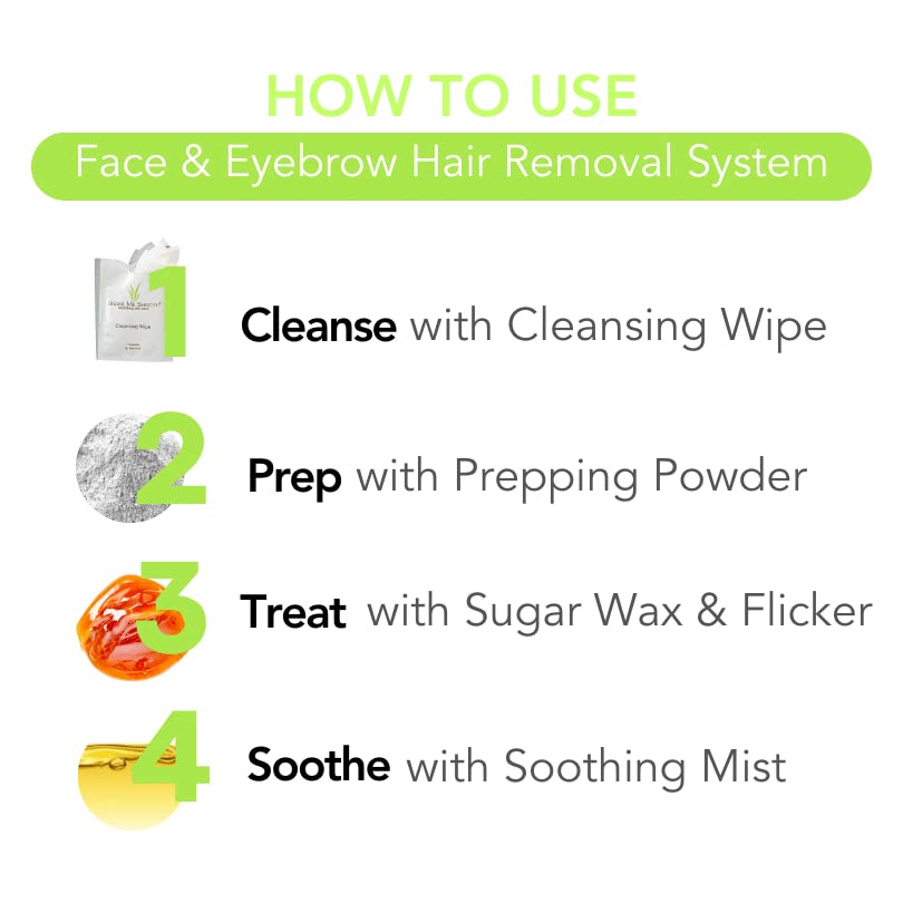 Sugar Me Smooth Face & Eyebrow Sugar Wax Kit β Gentle On Skin And Less Painful Hair Removal In A Simple System, No Strips, No Heat, Water Soluble All-Natural Solution For All Skin & Hair Types