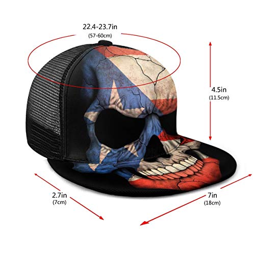 Dreamfy Unisex Baseball Cap Puerto Rican Flag Skull Puerto Rico Flags 3D Printed Adjustable Caps Hip Hop Snapback Brim Hats