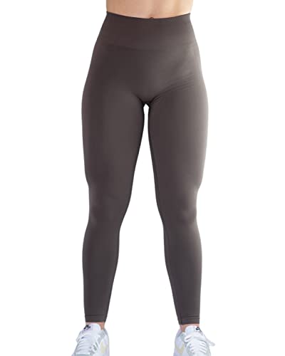 Seamless Scrunch Legging Women Yoga Pants 7/8 Tummy Control Workout Running for Fitness Sport Active Legging-25''(S,Chestnut Brown