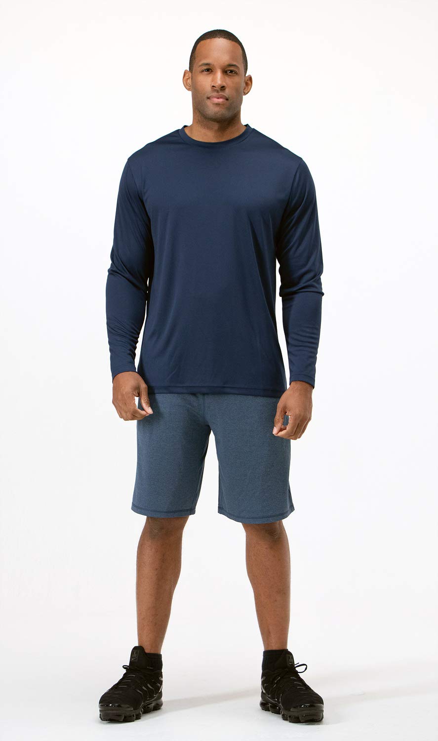 DEVOPS 2 Pack Men's Sun Protection Shirts UV SPF UPF 50+ Long Sleeve Rash Guard Fishing Running Quick Dry Lightweight (X-Large, Navy)