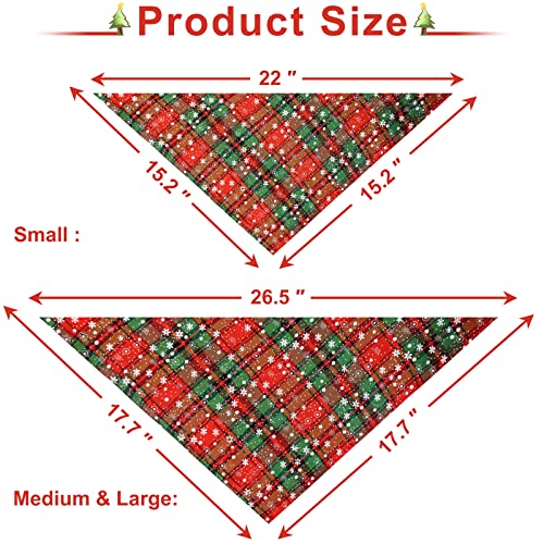 Malier Christmas Dog Bandana Collar Set Plaid Pattern Dog Scarf Triangle Bibs Kerchief Dog Collars for Cats Dogs Pets (Small, Green & Black)