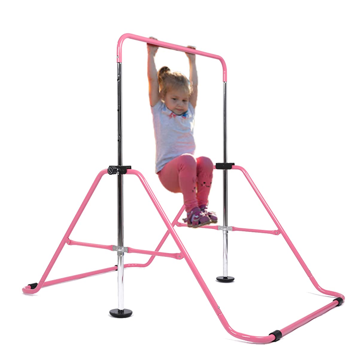 DOBESTS Gymnastics Bars for Home Gymnastic Equipment for Kids Adjustable Junior Training Uneven Bar for 3-7 Years Old Pink