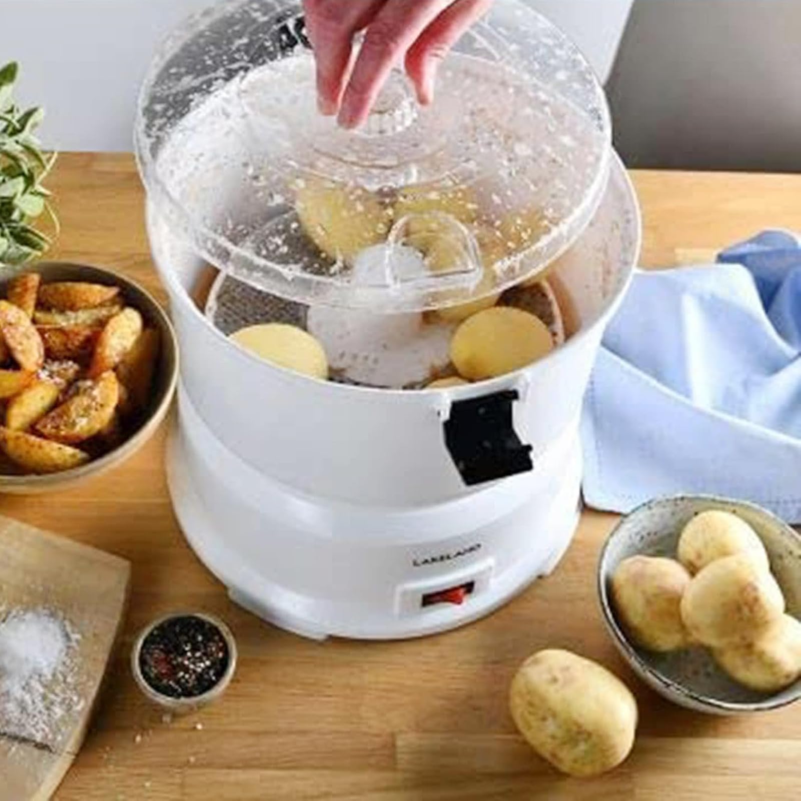 Electric Potato Peeler Automatic Rotating Peeling Potato Shaker with Rotary Safety Lock - Kitchen Peeling Tool (1KG Capacity < 180s)
