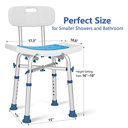 GreenChief Heavy Duty Shower Chair with Back 500 LBS - Shower Stool for Inside Shower, Small Bathtub Seat Padded EVA Cushion, Narrow Bath Seat Bench for Elderly, Handicap, Bariatric, Disabled