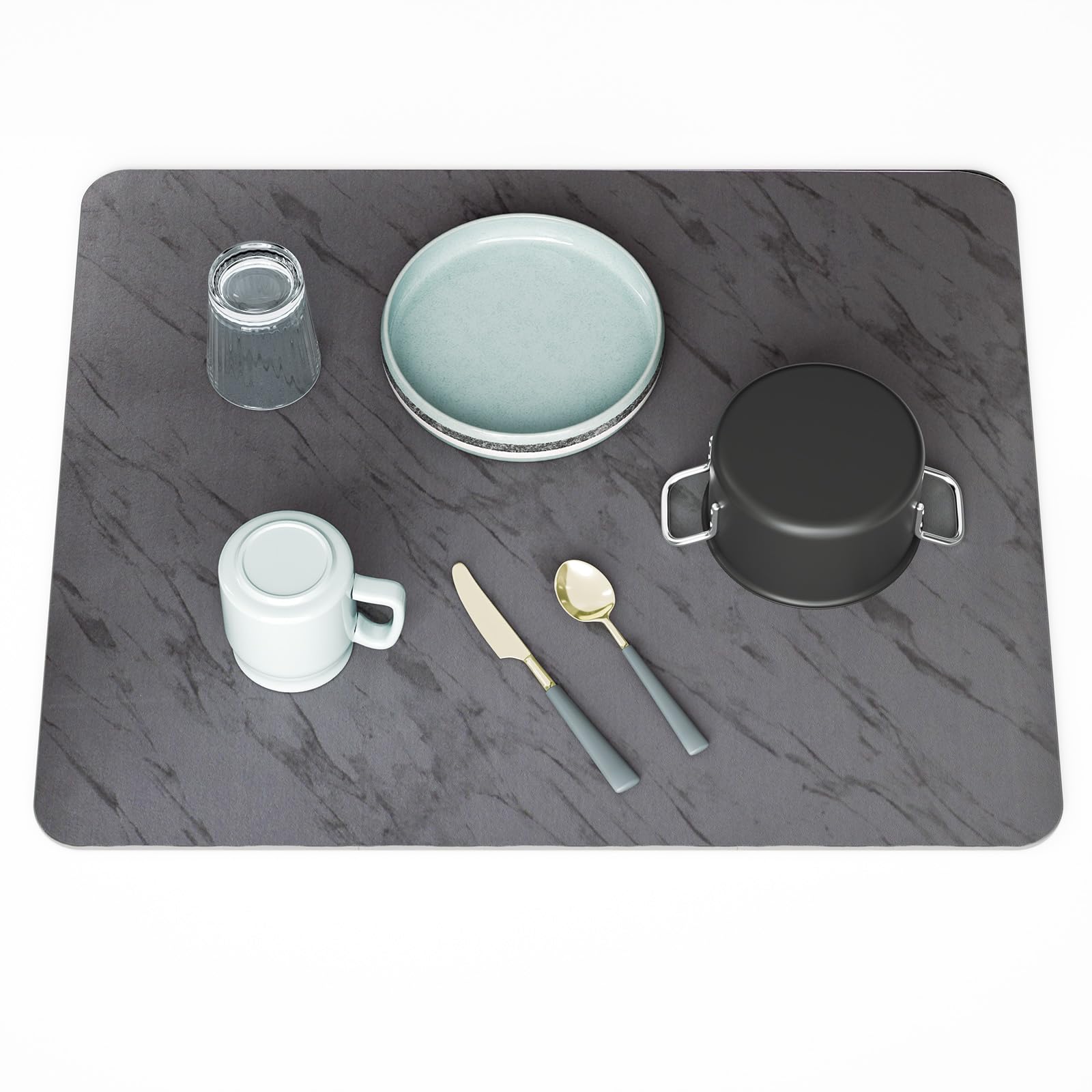 HEMOPLT Dish Drying Mat 19.6"*23.5"Drying Mat for Kitchen Counter,Super Absorbent Dish Mat,Diatomite Coffee Mat with Non-slip Rubber Backed