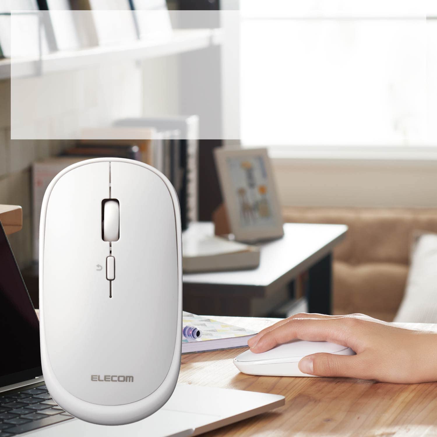ELECOM Wireless Mouse, with USB Receiver, Silent, Quiet Click, Slim, 4 Button, for iPad, Laptop, PC and Mac, White (M-TM10DBWH/EC)