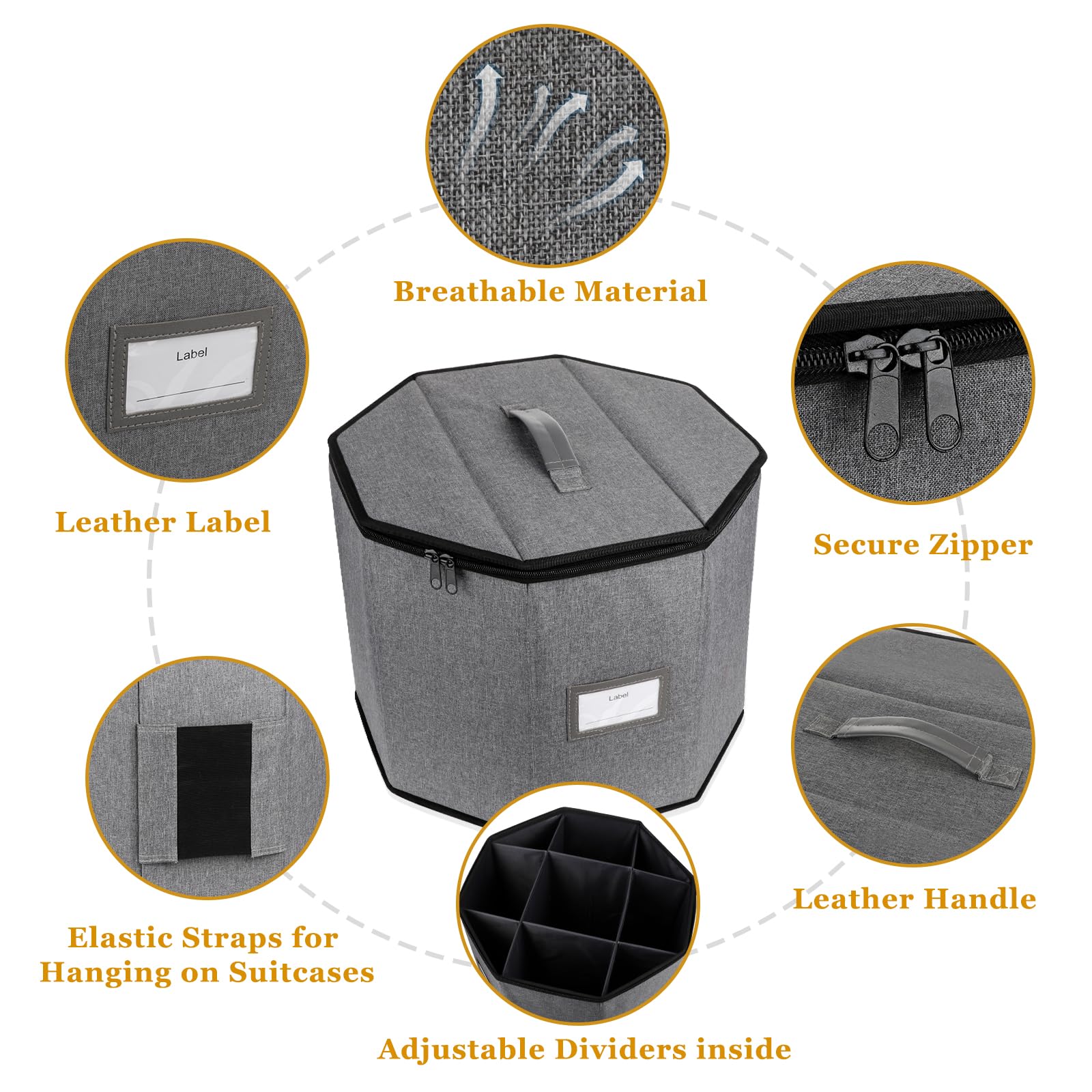 Risapor Hat Storage Box, Hat Boxes for Women/Men Storage,Foldable Travel Hat Box with Lids,Large Hat Boxes,Stuffed Animal Toy Storage,Hat Storage Organizer for Hanging on Suitcase (1)