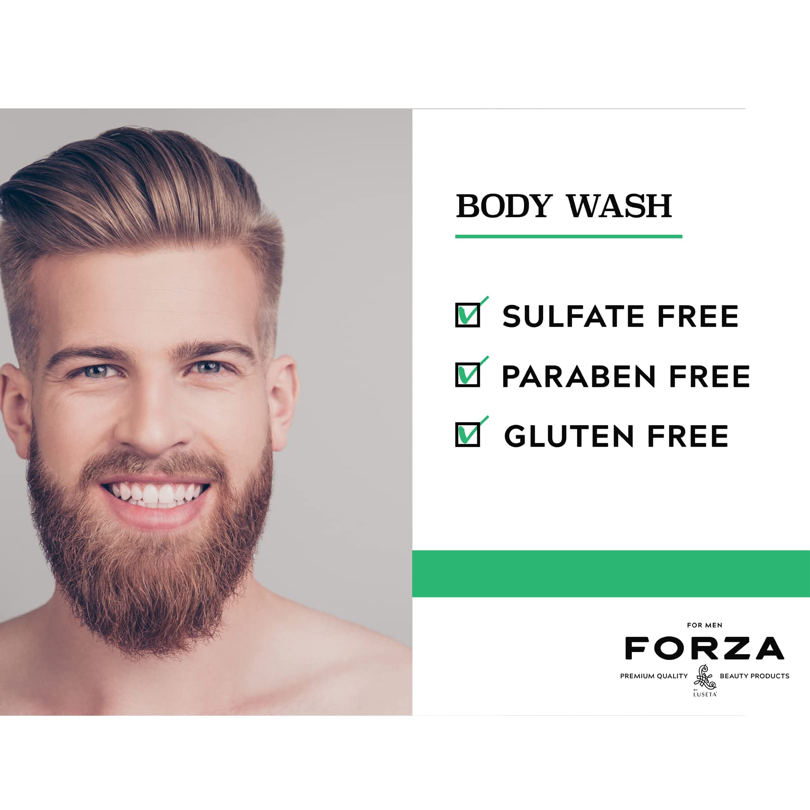 Forza 2 in 1 Shampoo and Conditioner for Men with Tea Tree & Peppermint Oil, Fresh and Clean for All Style Hair,16.9oz