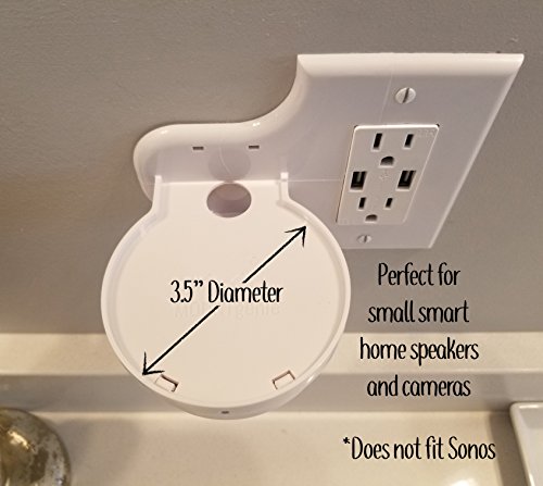 Mount Genie Smart Home Outlet Shelf: Hidden Cord Storage and Extra Custom Short Cords Great for Google Home, Nest, Security Cameras, Smart Speakers, and More