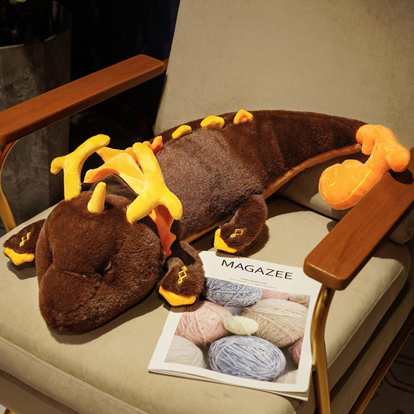 HUYMHTER Zhongli Plush Dragon Decoration Throw Pillow for Genshin Impact Game Fans Gift