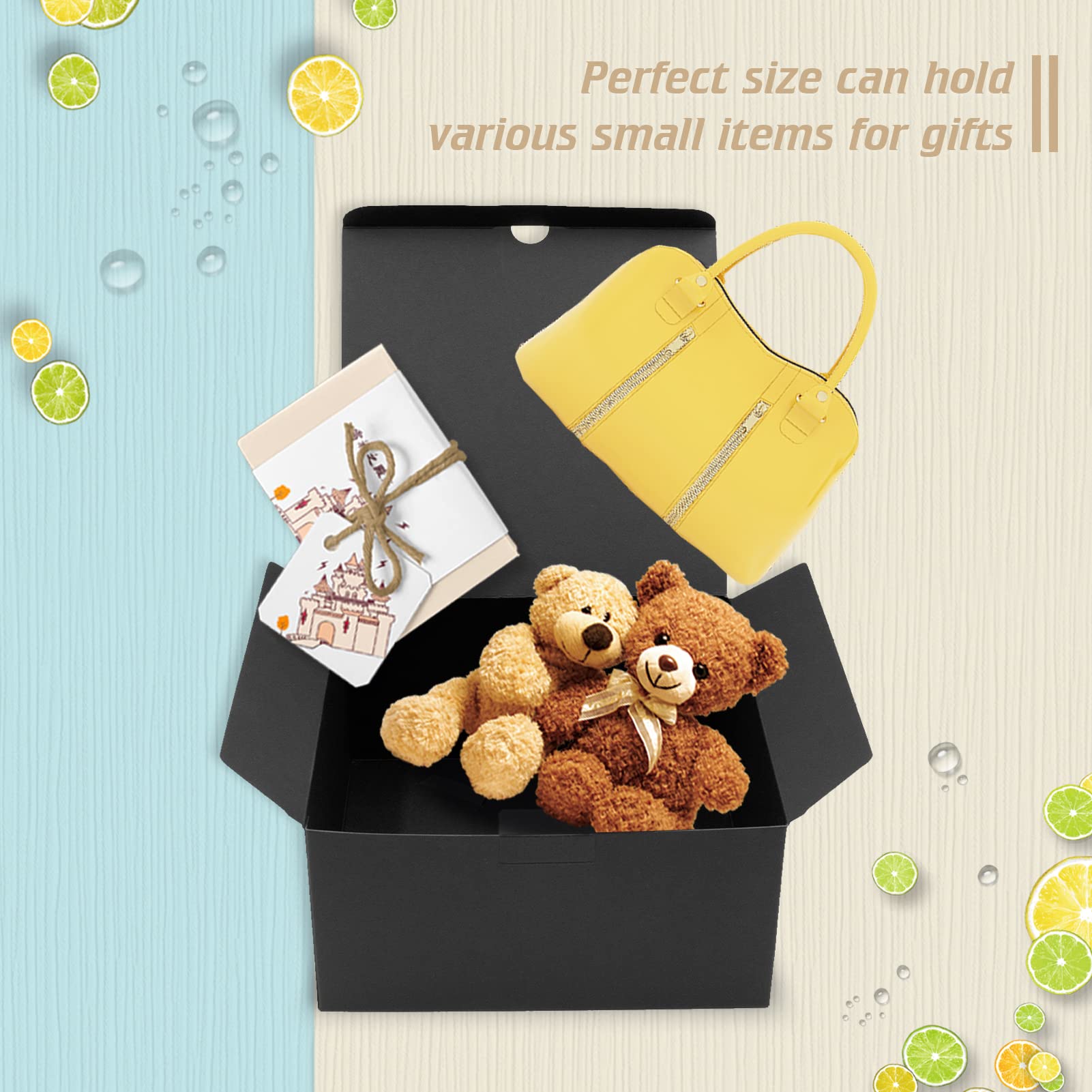 opaprain 10 Pack of 8x8x4 inch Black Gift Box with Lid, Recyclable Paper Suitable for Wedding, Festivals, Gifts, Graduation, Birthday