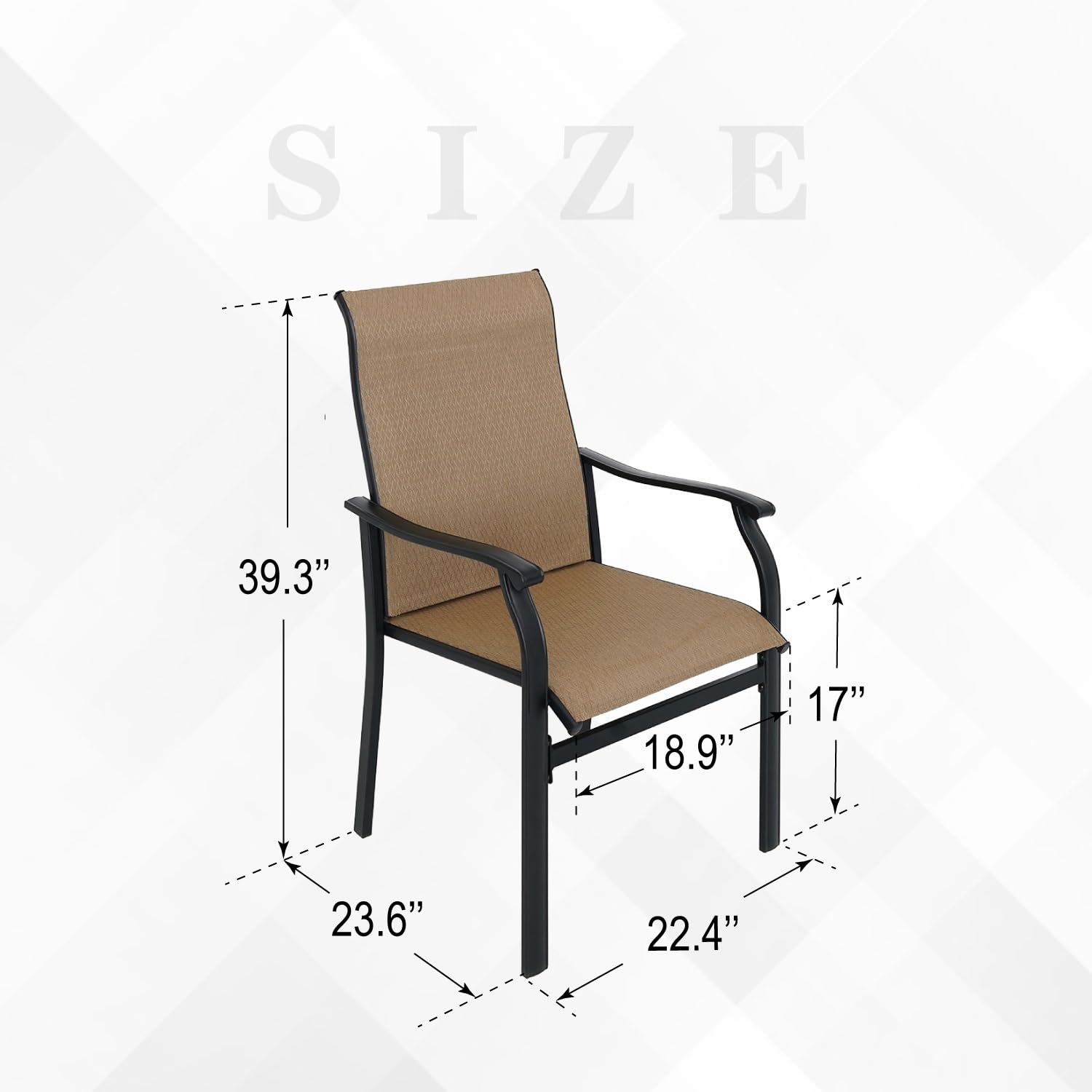 Nixtopia Patio Dining Chairs High Back Outdoor Chairs Set of 2 with Metal Frame, Armrest and Textilene Support - Grey